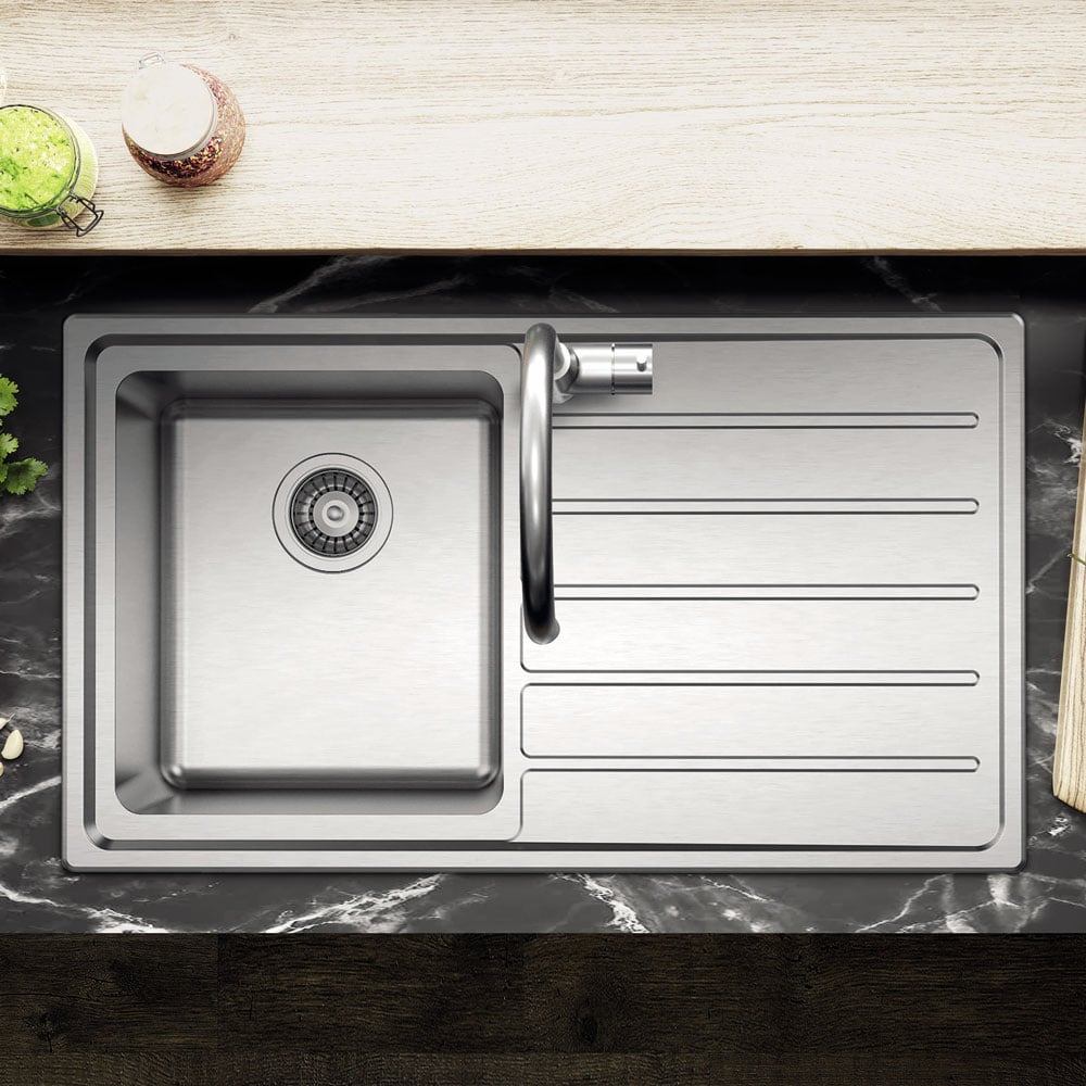 Clearwater Solar 1 Bowl Inset Stainless Steel Kitchen Sink with Right ...