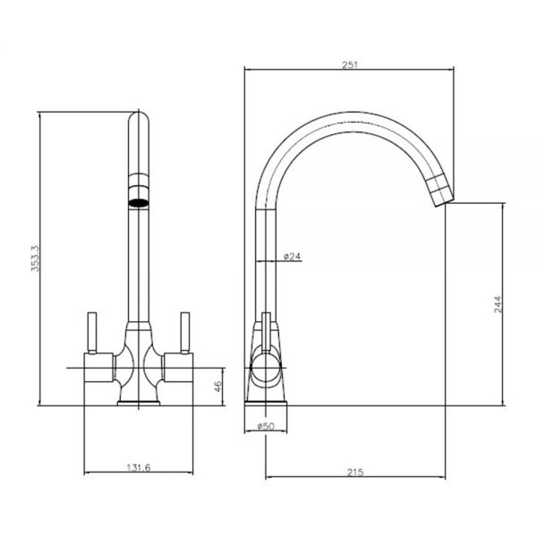 Reginox Thames Chrome Mono Kitchen Mixer Tap - THAMESCHII
