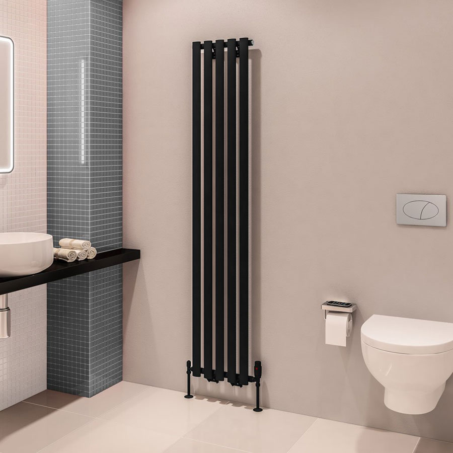 Eastbrook Tunstall 1800 x 350 Matt Black Designer Radiator - 89.1622