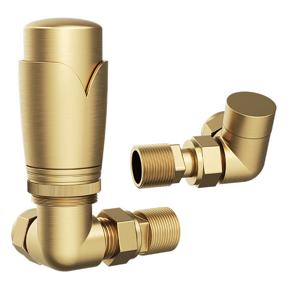 Abacus Ultima TRV8 Brushed Brass Corner Thermostatic Radiator Valves ...