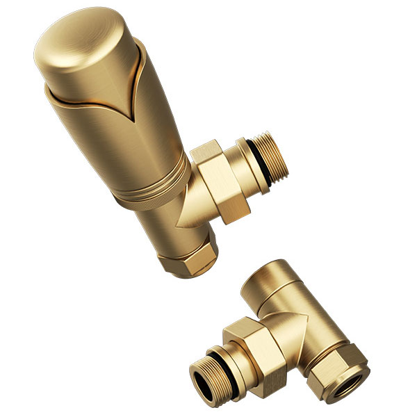 Abacus Ultima TRV8 Brushed Brass Angled Thermostatic Radiator Valves ...