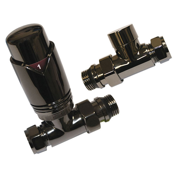 Abacus Ultima TRV8 Black Nickel Straight Thermostatic Radiator Valves ...