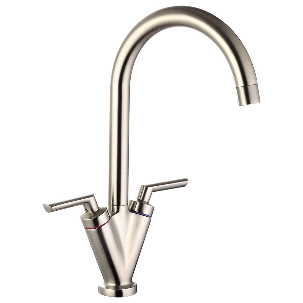 Clearwater Vitro C Twin Lever Brushed Nickel Monobloc Kitchen Sink ...