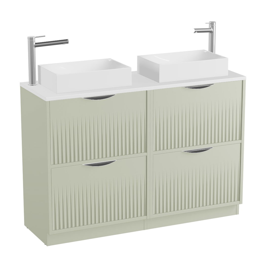 Vado Safari Floor Mounted Sage Green Fluted Vanity Unit 1200mm - SAF ...
