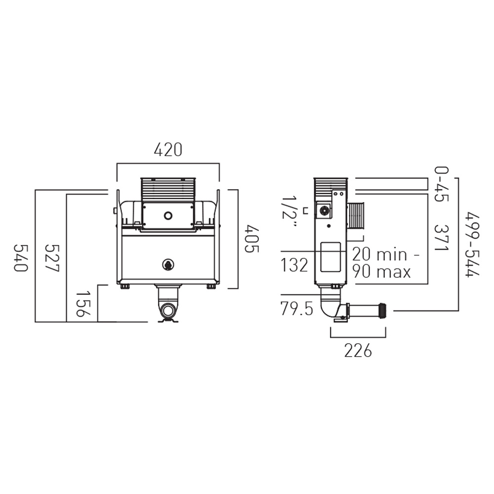 Vado Short Concealed Cistern - WG-095S-C