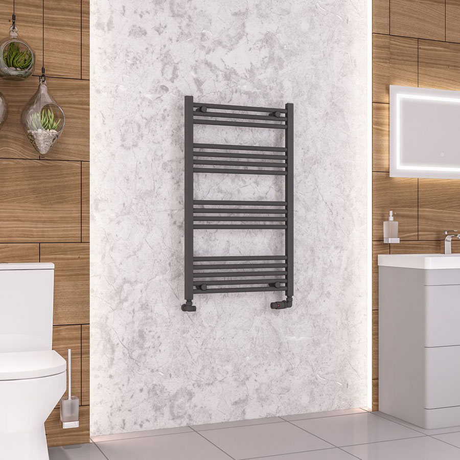 Eastbrook Wendover 1000 x 600 Straight Matt Anthracite Towel Rail - 41.0643