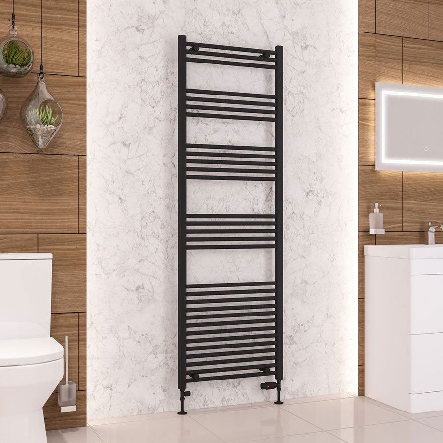 Eastbrook Wendover 1800 x 600 Straight Matt Black Towel Rail - 41.0696
