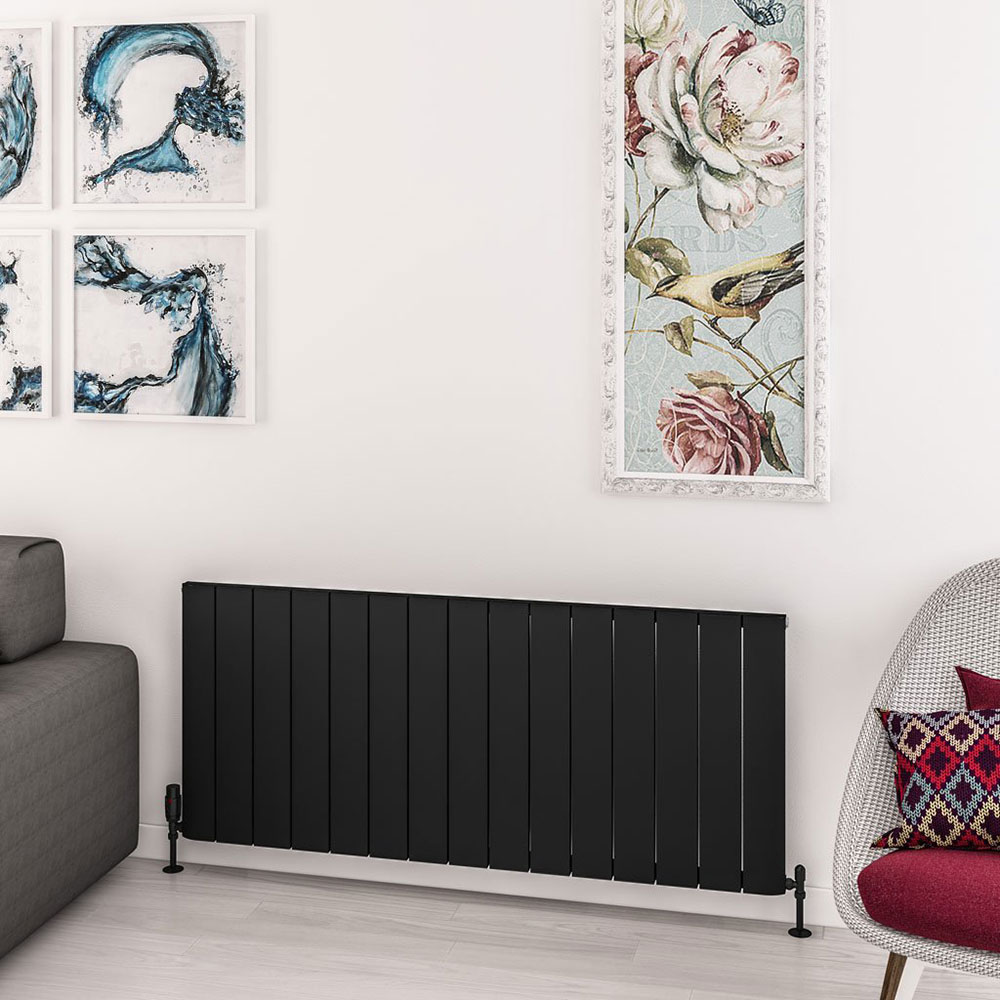 Eastbrook Withington 600 x 1420 Matt Black Aluminium Designer Radiator ...