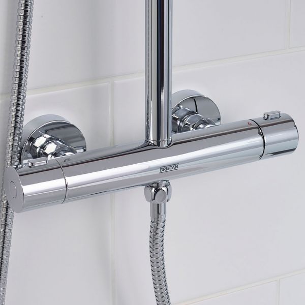 Bristan Zing2 Chrome Adjustable Thermostatic Rigid Riser Diverter Bar ...