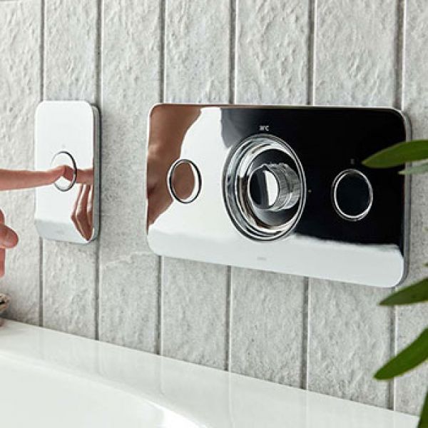 Vado Zone Horizontal Chrome 2 Outlet Push Button Thermostatic Shower ...