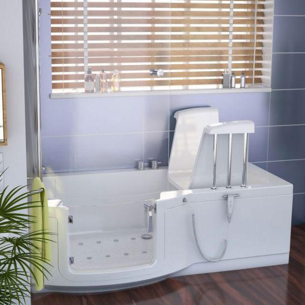 Indiana 1700 Easy Access Walk In Shower Bath with Glass Door Powered ...