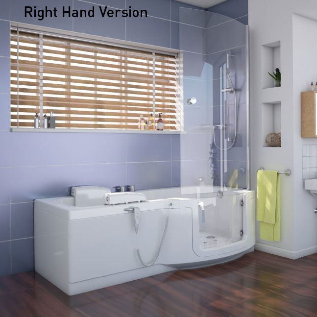 Indiana 1700 Easy Access Walk In Shower Bath with Glass Door Powered ...