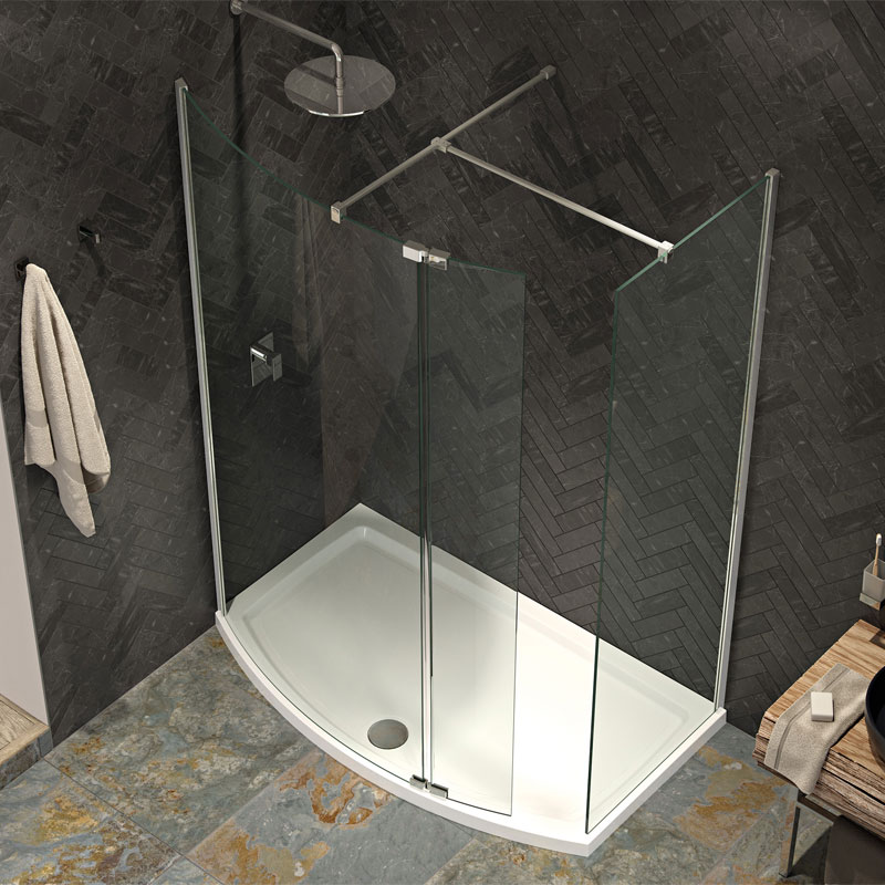Kudos Ultimate 2 Curved Corner 8mm Glass Walk In Shower Enclosure 1500