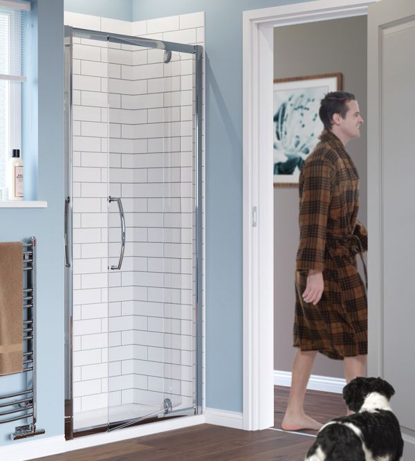 Lakes Classic Semi Frameless Pivot Shower Door 900mm Lkvp090s