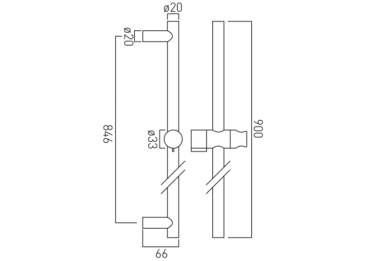 Vado Space Slide Rail Kit With Twist Control - ELE-SR-900-CP