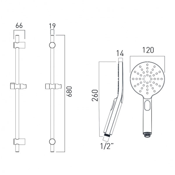 Vado Nebula Round Shower Kit - NEB-MFSRK-RO-DB-CP