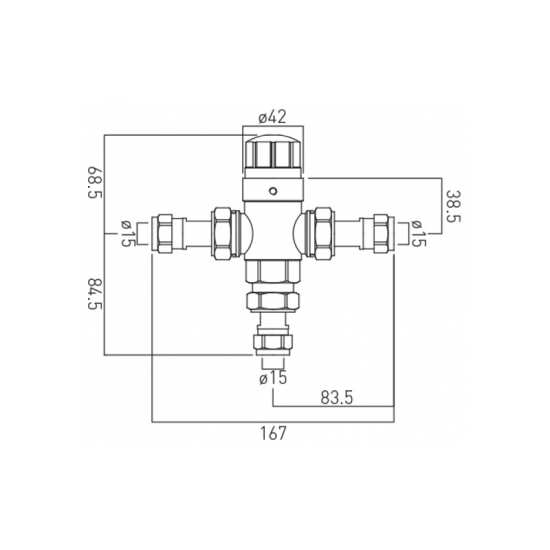 Vado Protherm In Line Thermostatic Valve TMV2 Approved - PRO-5001-N/P